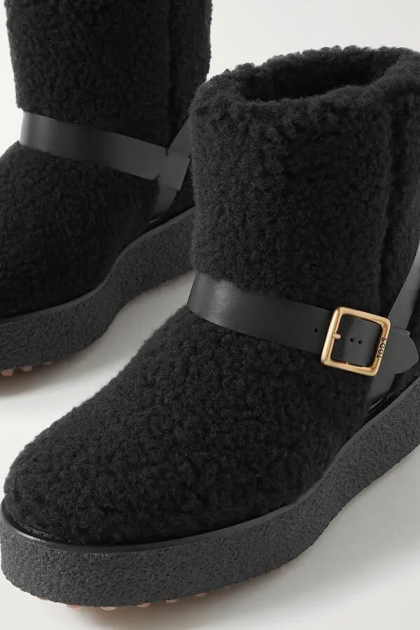 TOD'S Leathertrimmed Shearling Ankle Boots