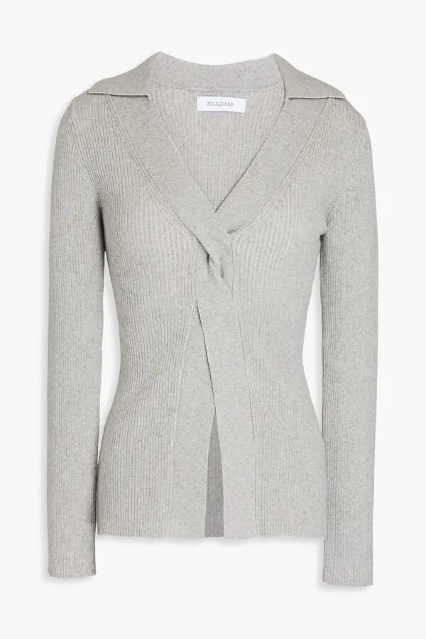 Naadam Ribbed Cotton And Cashmereblend Polo Sweater
