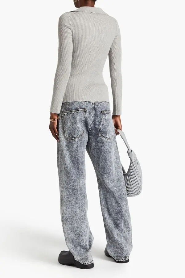 Naadam Ribbed Cotton And Cashmereblend Polo Sweater