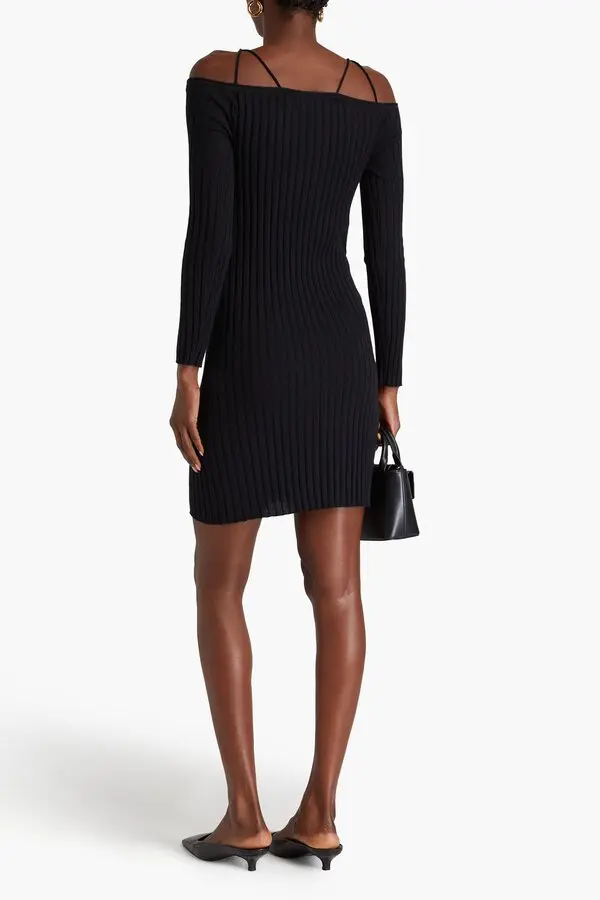 LISA YANG Cold-shoulder Ribbed Cashmere Mini Dress