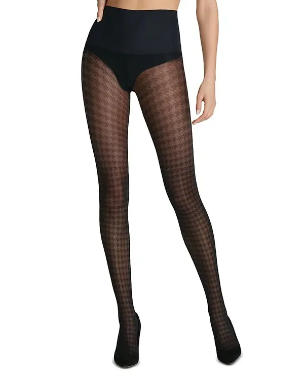 Commando Houndstooth Pattern Tights - Black