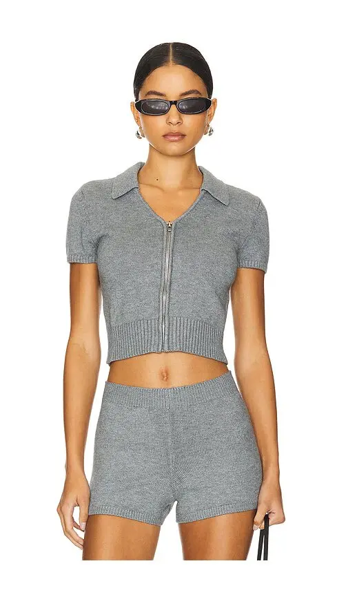 GUIZIO Calesia Zip-up Top - Heather Grey