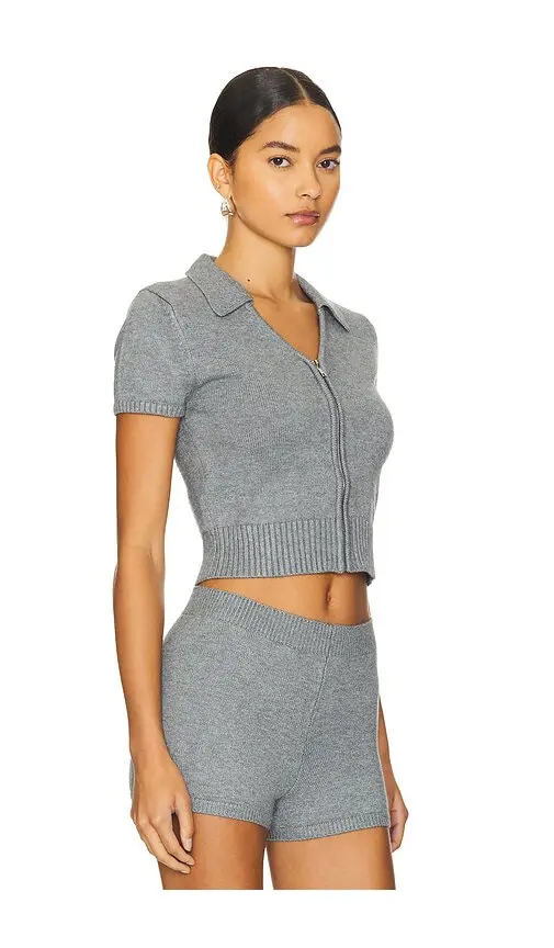 GUIZIO Calesia Zip-up Top - Heather Grey