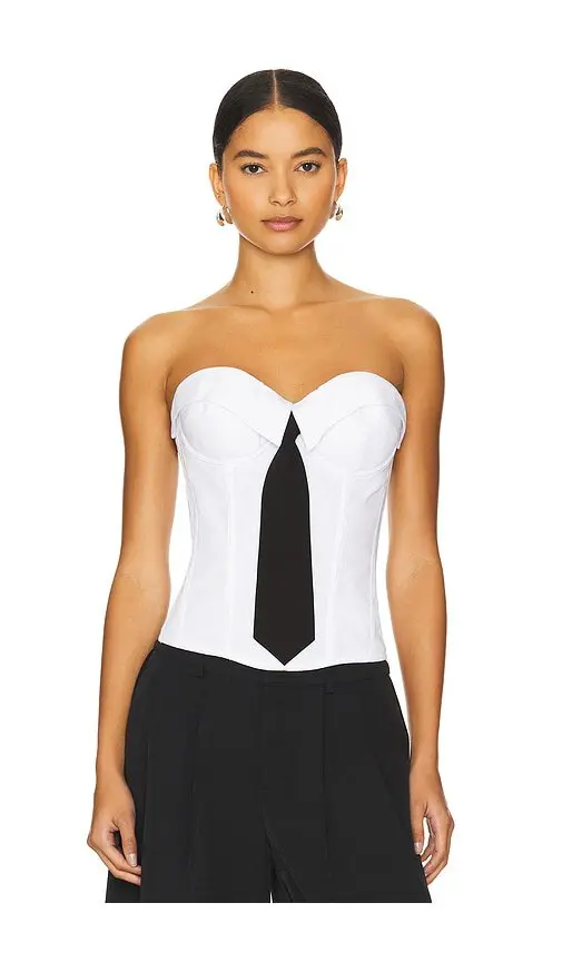 GUIZIO Chrys Pinstripe Corset - White & Black