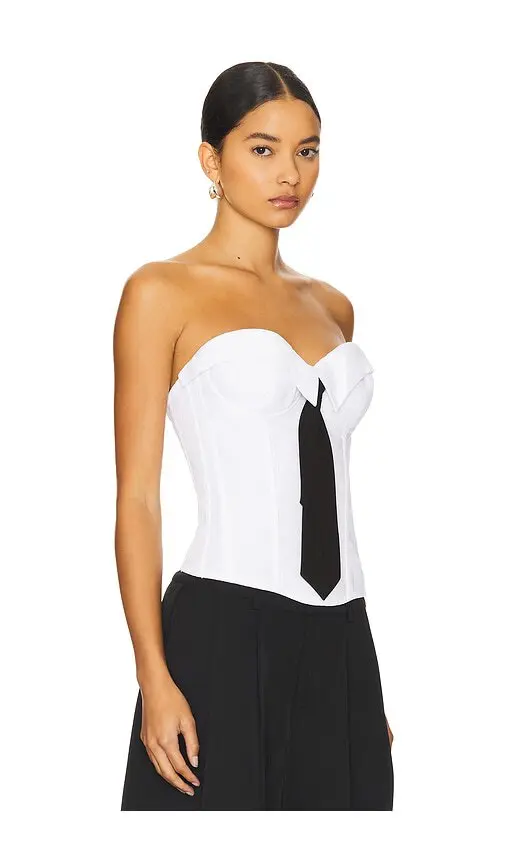GUIZIO Chrys Pinstripe Corset - White & Black