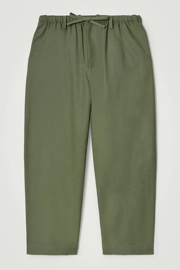 Cos Barrel-leg Drawstring Trousers - Green