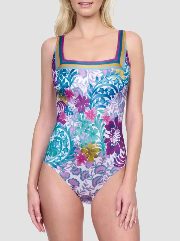 GOTTEX Bali Floral Squareneck One-piece Swimsuit - Multi