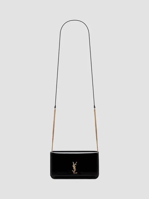 Saint Laurent Cassandre Phone Holder In Patent Leather