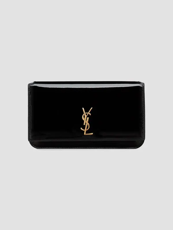 Saint Laurent Cassandre Phone Holder In Patent Leather