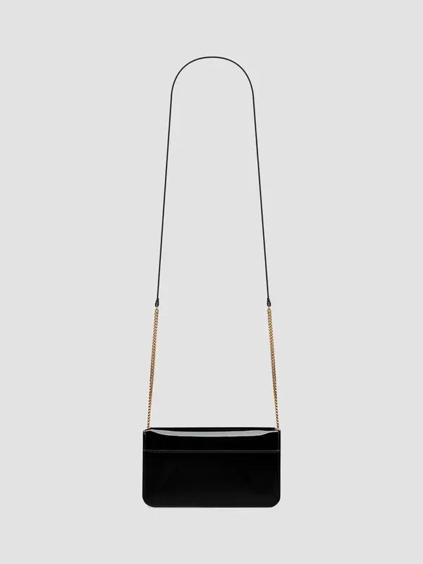 Saint Laurent Cassandre Phone Holder In Patent Leather