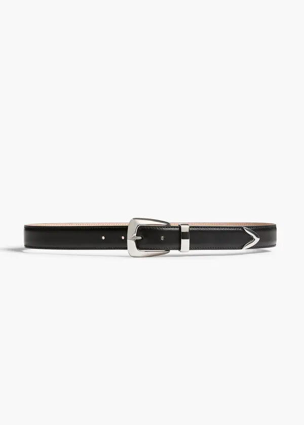 Khaite Benny Belt Silver Buckle 3mm In Leather - Black