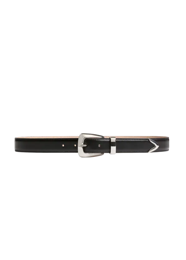 Khaite Benny Belt Silver Buckle 3mm In Leather - Black