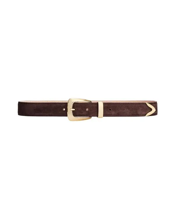 Khaite Benny Belt Silver Buckle 3mm In Leather - Coffee