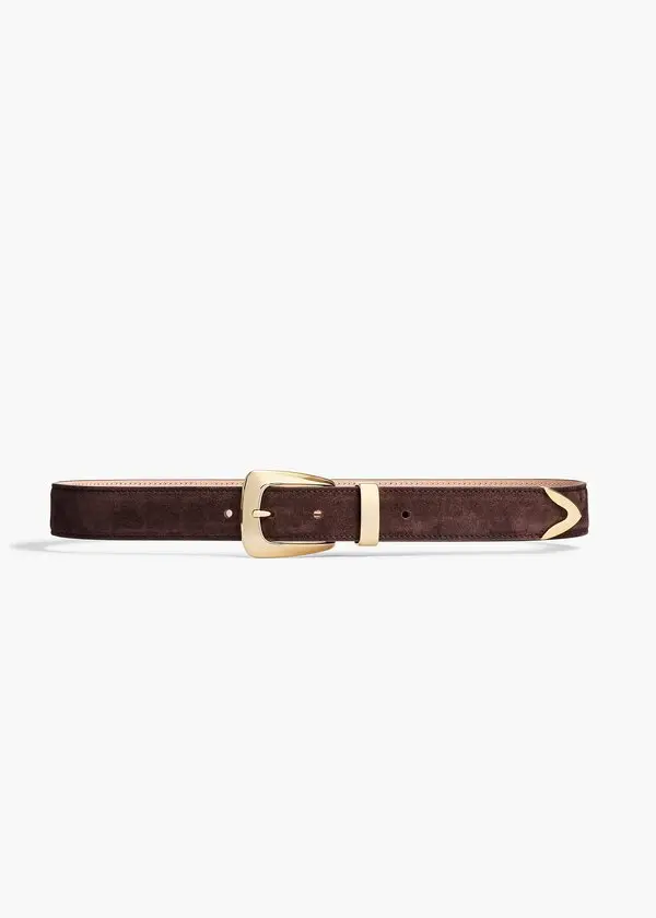 Khaite Benny Belt Silver Buckle 3mm In Leather - Nude