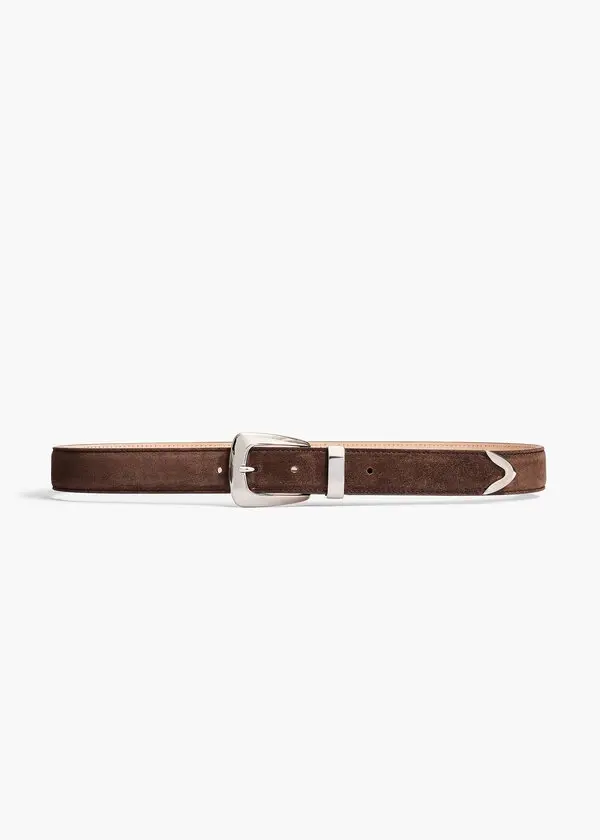 Khaite Benny Belt Silver Buckle 3mm In Leather - Ebano
