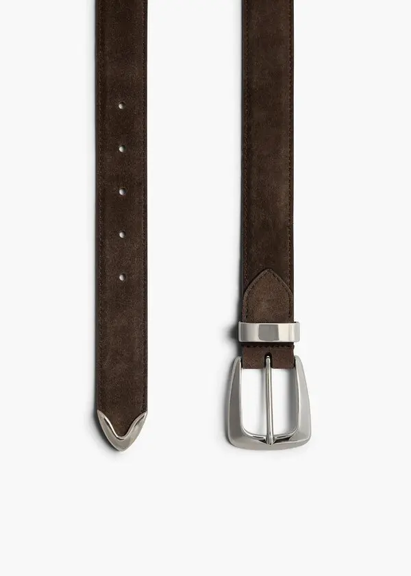 Khaite Benny Belt Silver Buckle 3mm In Leather - Ebano