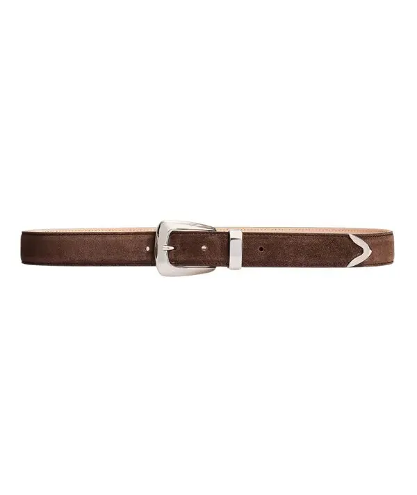 Khaite Benny Belt Silver Buckle 3mm In Leather - Ebano