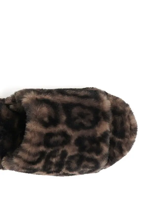 Apparis Dillon Leopard Print Slippers - Brown