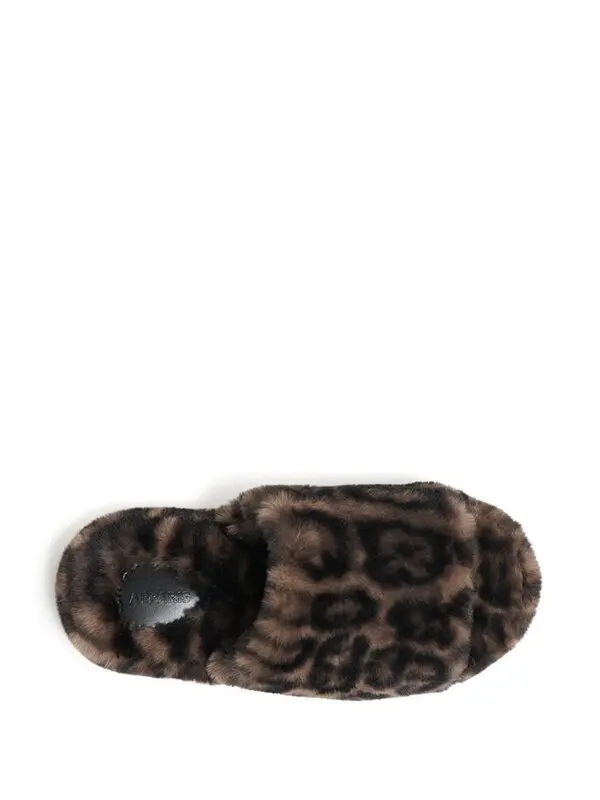 Apparis Dillon Leopard Print Slippers - Brown