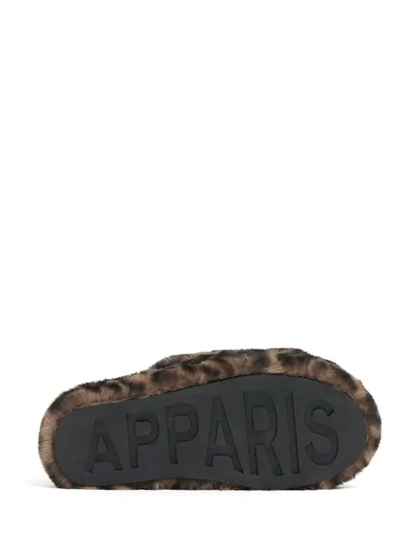 Apparis Dillon Leopard Print Slippers - Brown