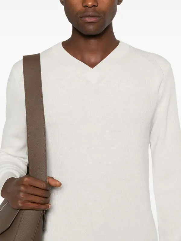 Brioni Ribbed-knit Sweater - Grey