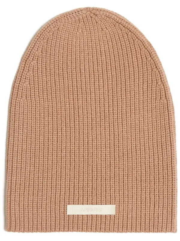 Apparis Logo-patch Ribbed-knit Beanie - Neutrals