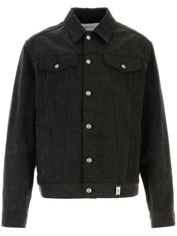 Alexander McQueen Logo-plaque Denim Jacket - Black