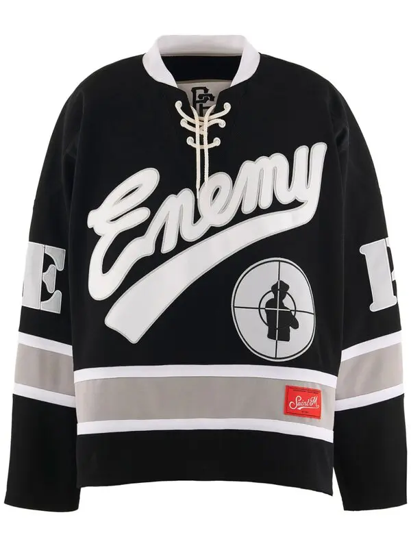 SAINT MXXXXXX Public Enemy Logo Patch Long Sleeve T-shirt - Black