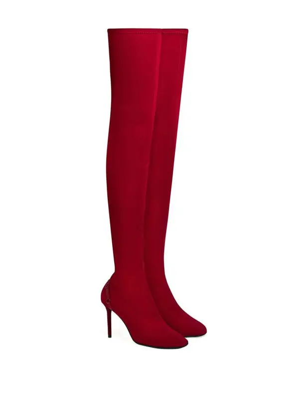 COURREGES Oblique Thigh-high Boots - Red