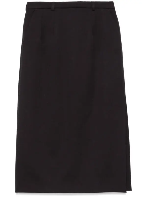 Dolce & Gabbana Gabardine Virgin Wool Midi Skirt - Black