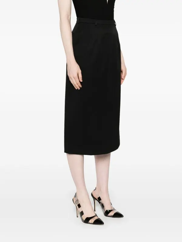 Dolce & Gabbana Gabardine Virgin Wool Midi Skirt - Black