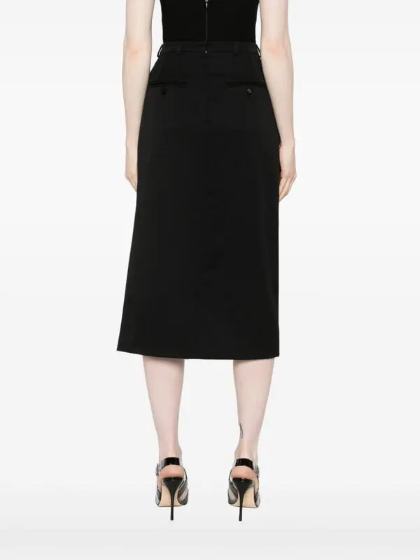Dolce & Gabbana Gabardine Virgin Wool Midi Skirt - Black