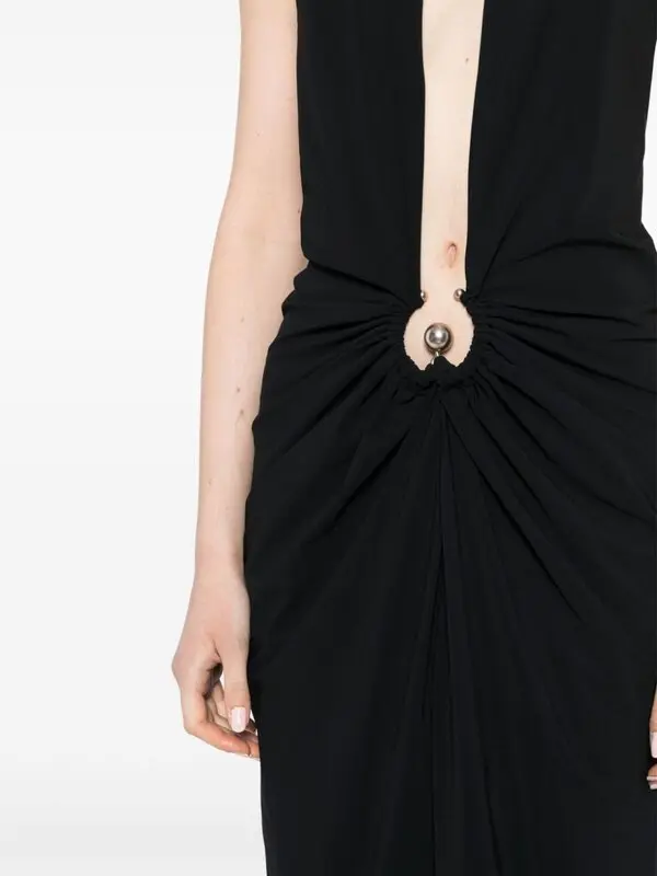 Christopher Esber Pierced Orbit Halter Slit Dress