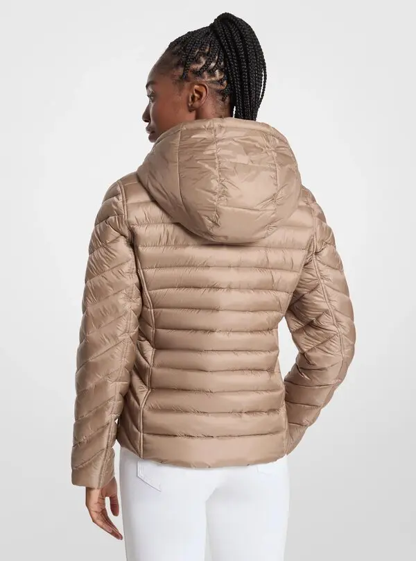Michael Kors Chevron Logo Print Quilted Nylon Reversible Jacket - Brown