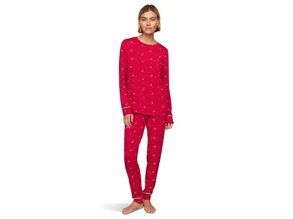 Eberjey Gisele Printed Crew Pj Set Pajama Sets Nutcracker Holly /ivory - Red