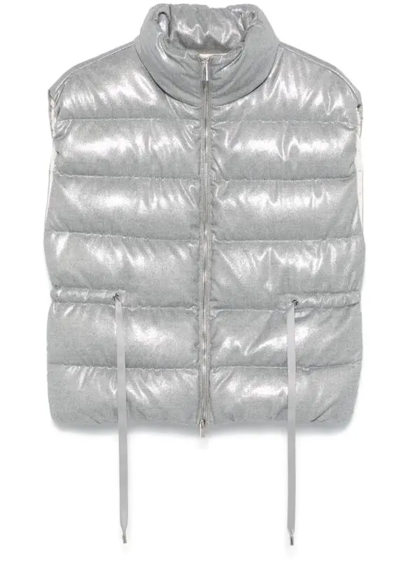 Peserico Lamé-effect Padded Gilet - Grey