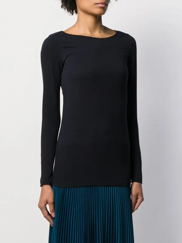 Majestic Filatures Boat Neck Stretch Top - Black