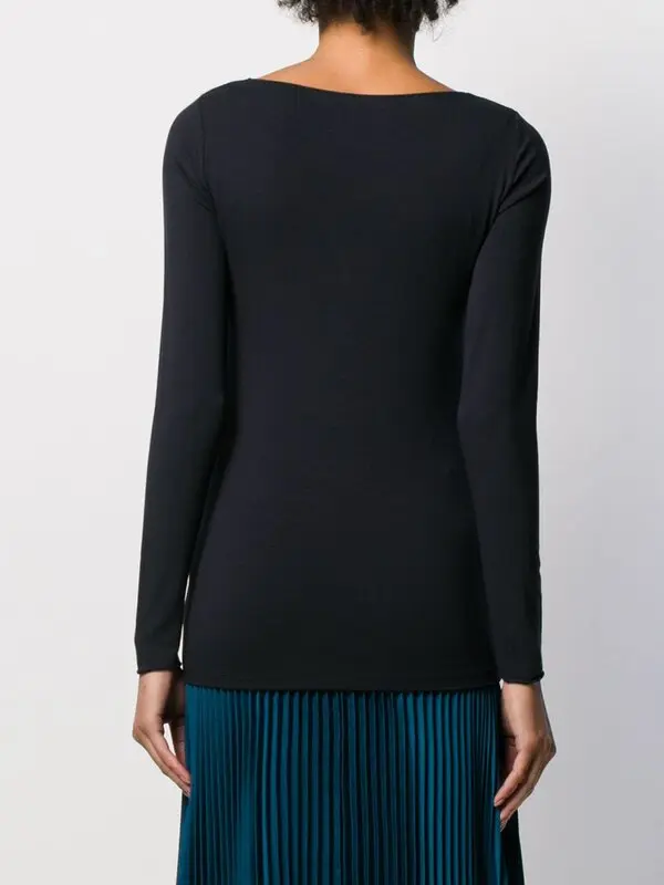 Majestic Filatures Boat Neck Stretch Top - Black