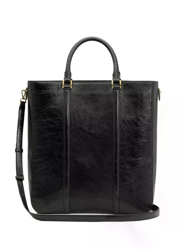 AMI Paris North South Leather Tote Bag - Black
