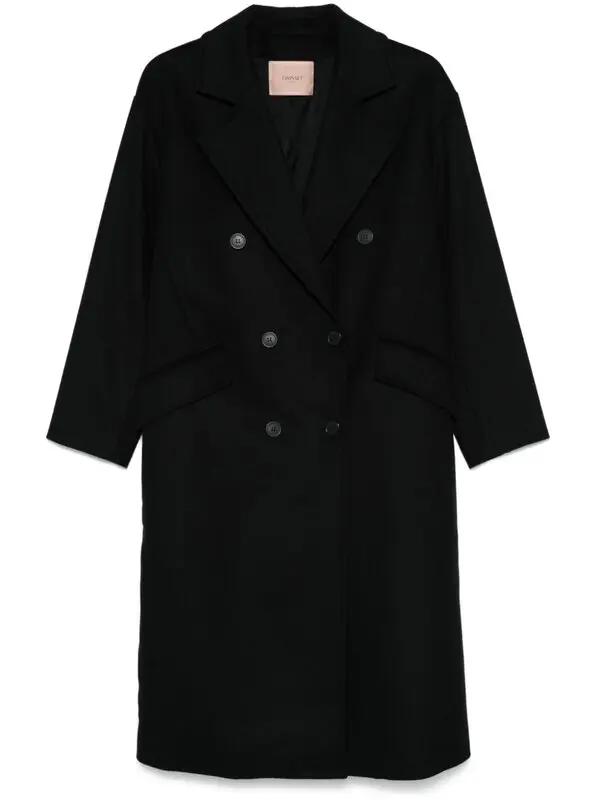 TWINSET Double-breasted Coat - Black