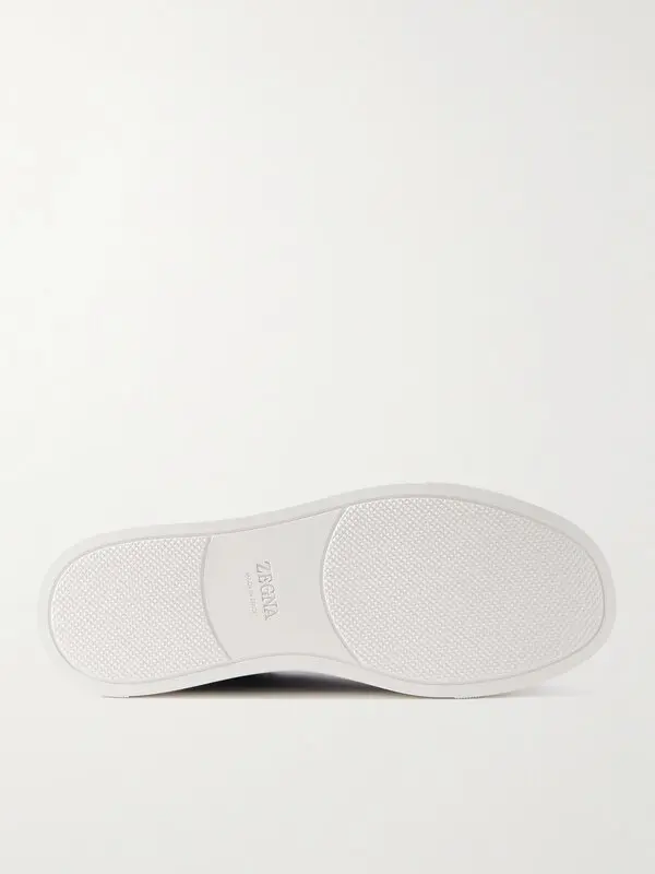 Zegna Triple Stitch™ Leather-trimmed Wool Sneakers - Gray