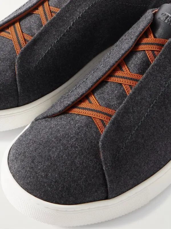 Zegna Triple Stitch™ Leather-trimmed Wool Sneakers - Gray