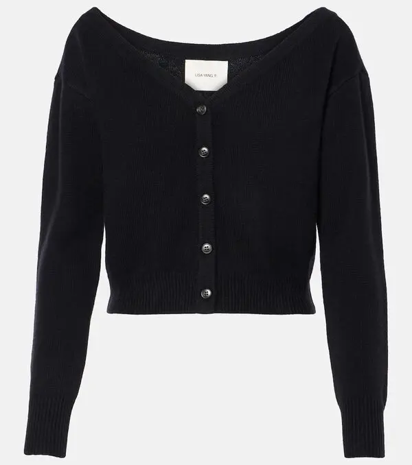 LISA YANG Beata Off-shoulder Cashmere Cardigan - Black