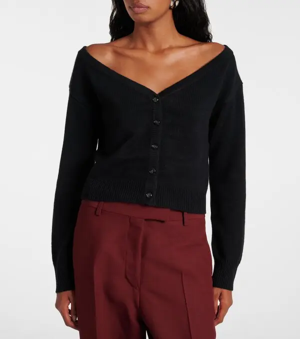 LISA YANG Beata Off-shoulder Cashmere Cardigan - Black