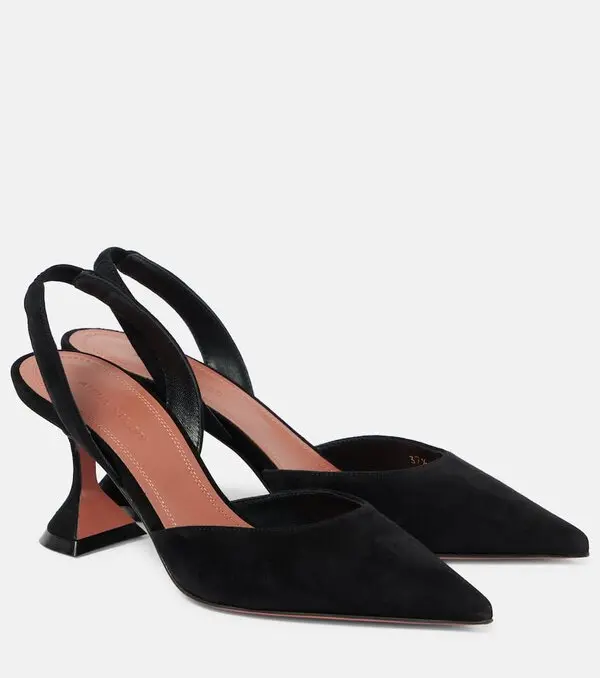 Amina Muaddi Holli 70 Suede Slingback Pumps