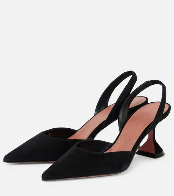 Amina Muaddi Holli 70 Suede Slingback Pumps