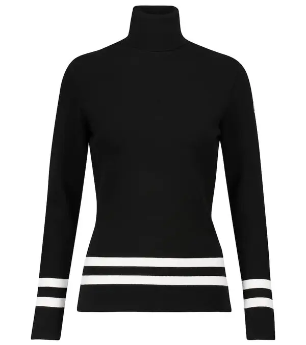 Fusalp Striped Turtleneck Knit Sweater - White