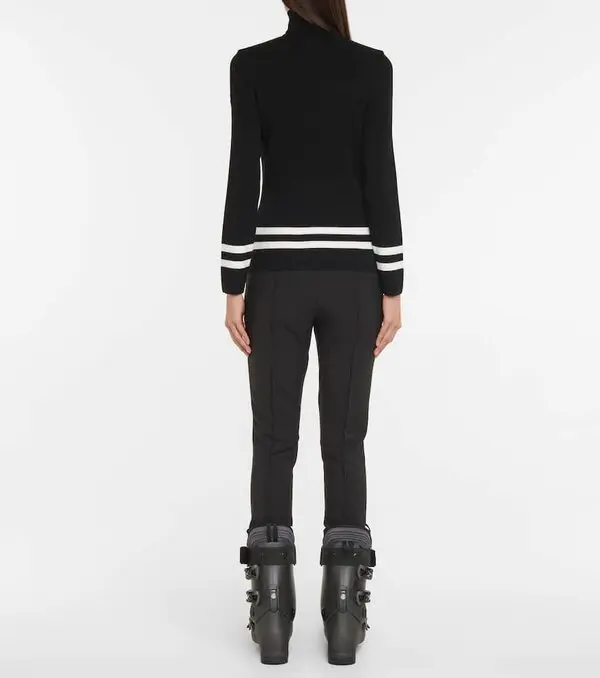 Fusalp Striped Turtleneck Knit Sweater - White