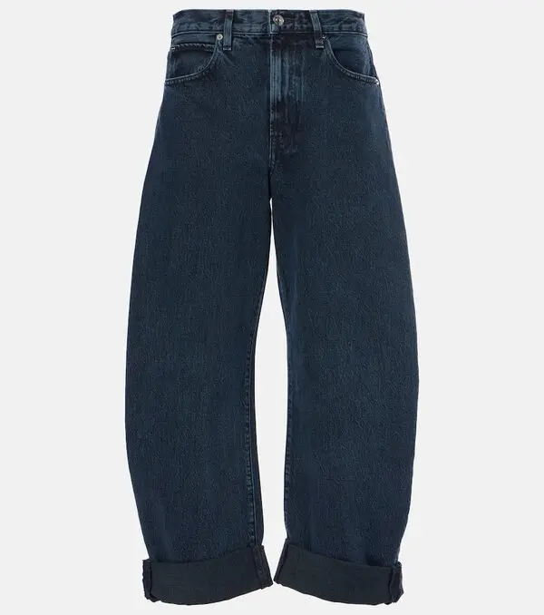 FRAME Bubble High-rise Barrel-leg Jeans - Blue