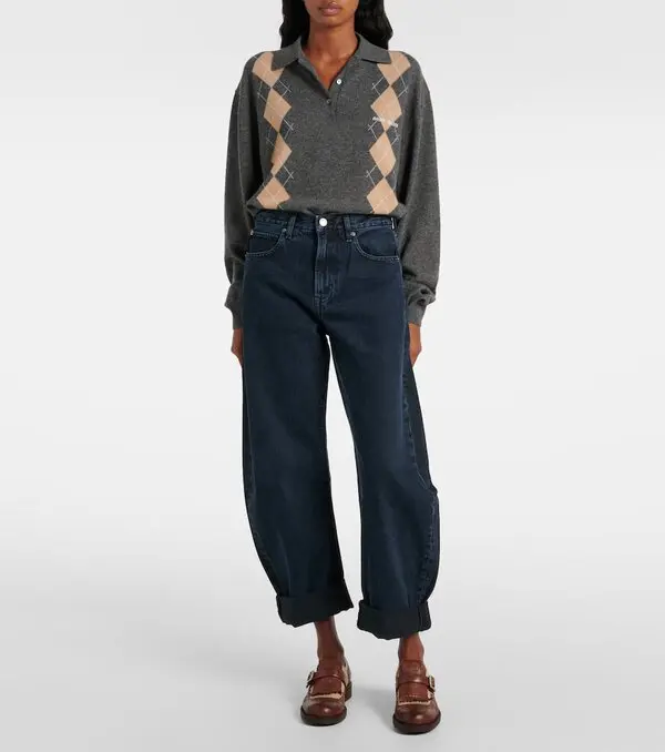 FRAME Bubble High-rise Barrel-leg Jeans - Blue